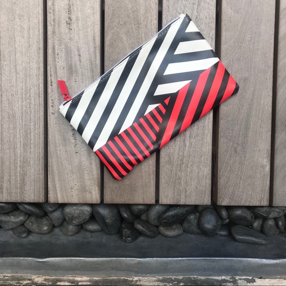 Sephora | Makeup | Sephora Black Red White Striped Zip Up Makeup Bag ...